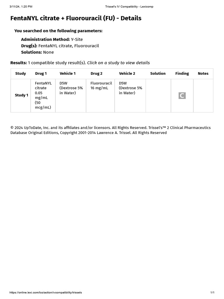 Trissel's IV Compatibility - Lexicomp Y-Site | PDF | Science & Mathematics