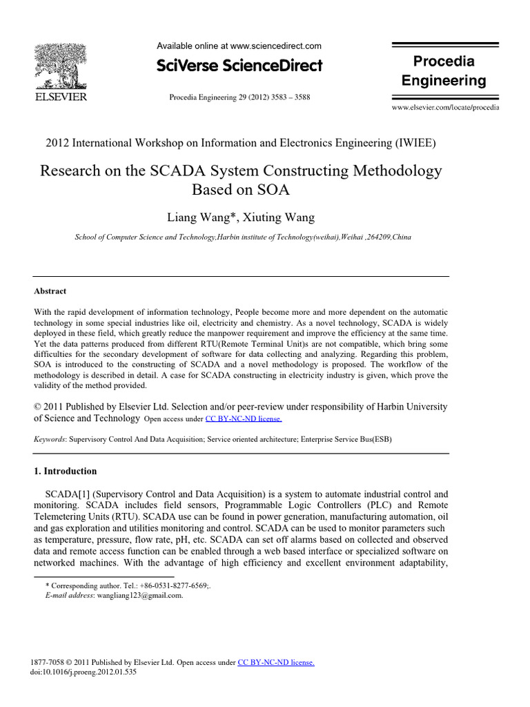 Research On The SCADA System Constructing Methodol | PDF | Scada | Service Oriented Architecture