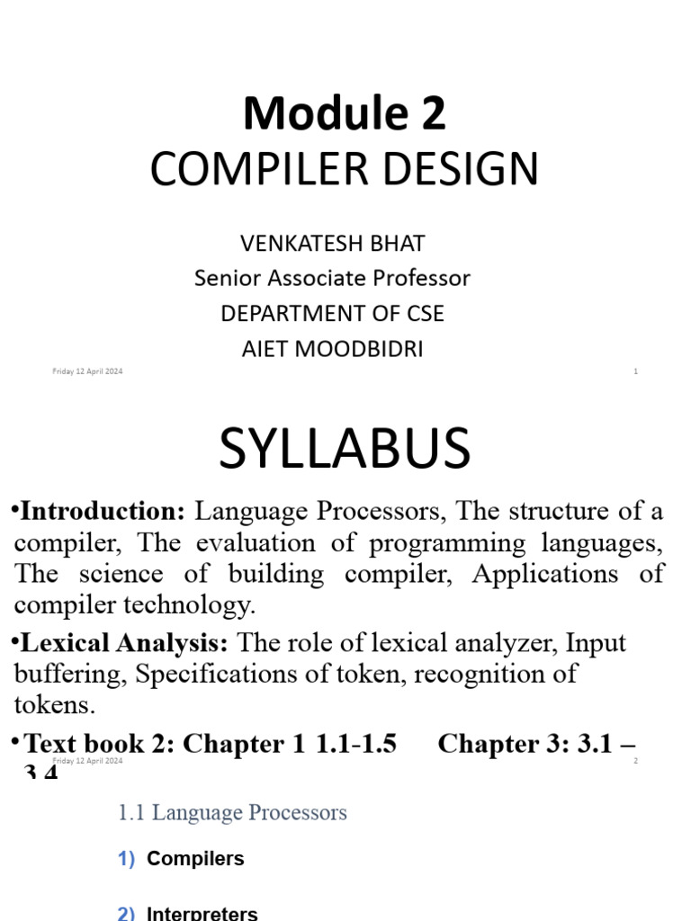 21CS51 ATCD Module 1 - 2 | PDF | Compiler | Computer Program