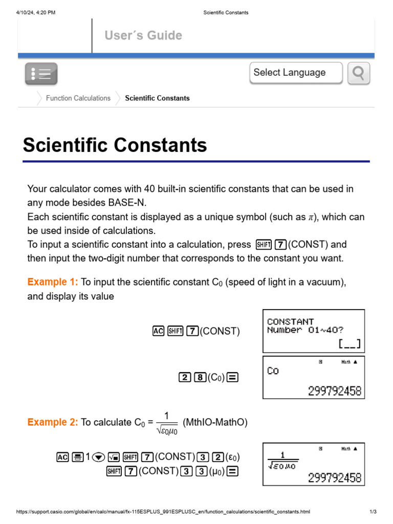 Scientific Constants | PDF | Proton | Electron