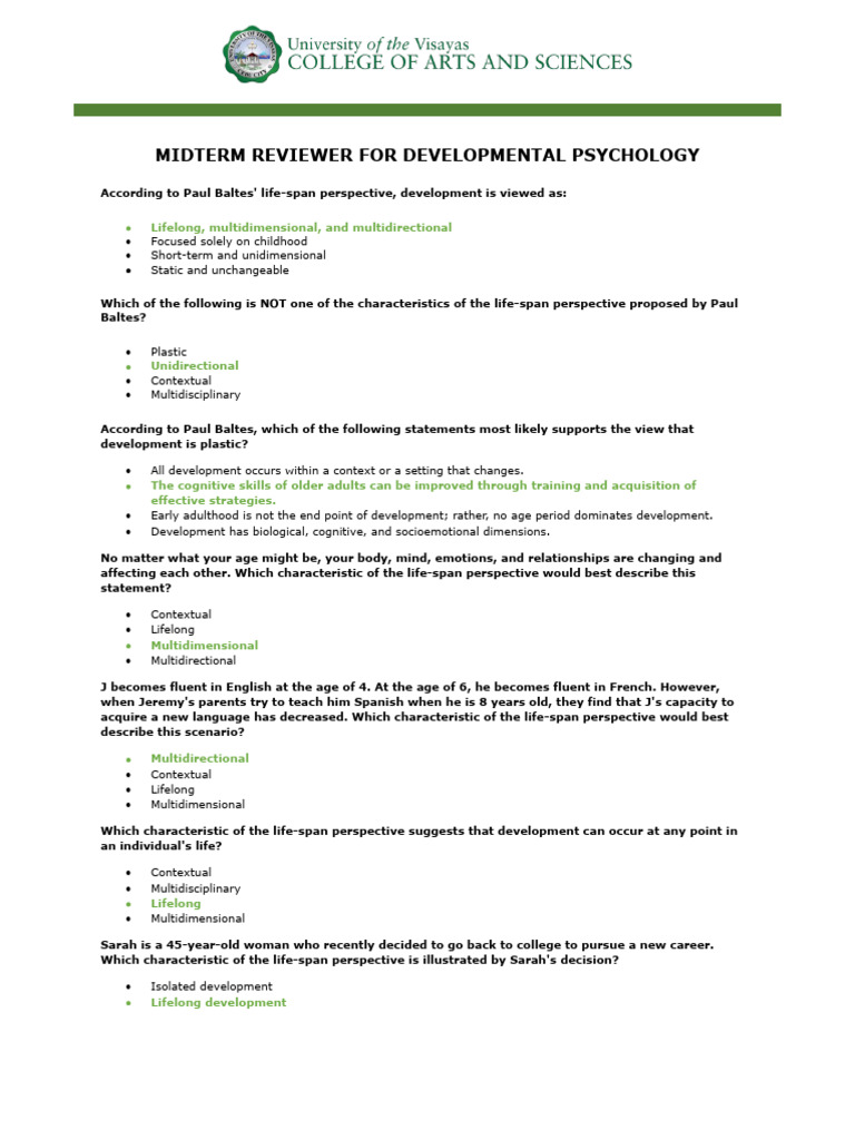 Developmental Psychology Midterm Review | PDF | Developmental Psychology | Cognitive Development