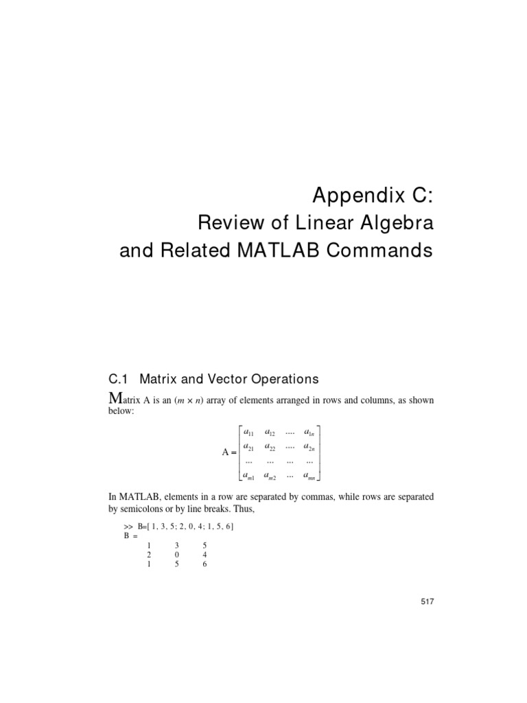 Appendix C - Review of Linear Algebra and R - 2006 - Numerical Methods in Biomed | PDF | Matrix ...