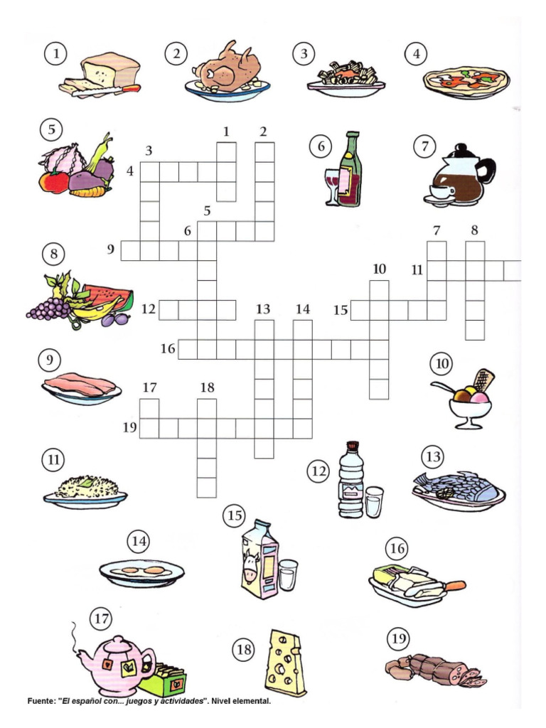 Crucigrama La Comida | PDF