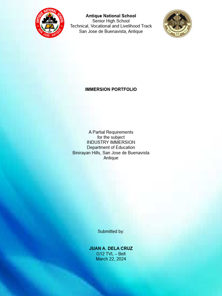 Work Immersion Portfolio | PDF