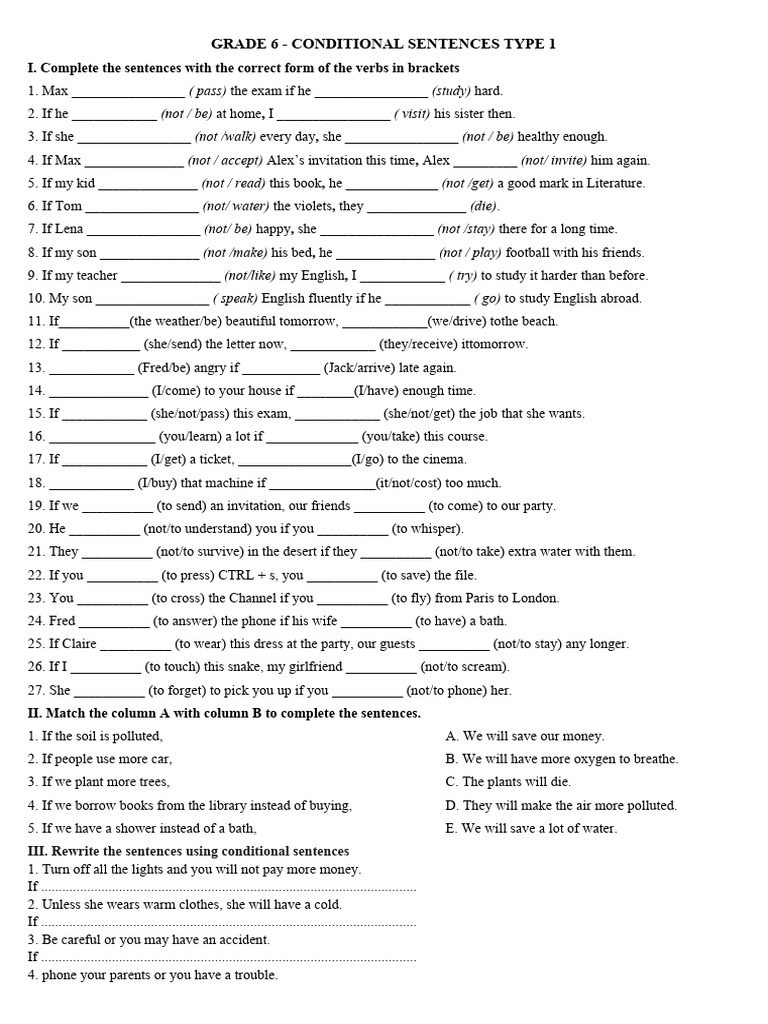 GRADE 6 - CONDITIONAL SENTENCES | PDF | Earth Sciences | Natural Environment