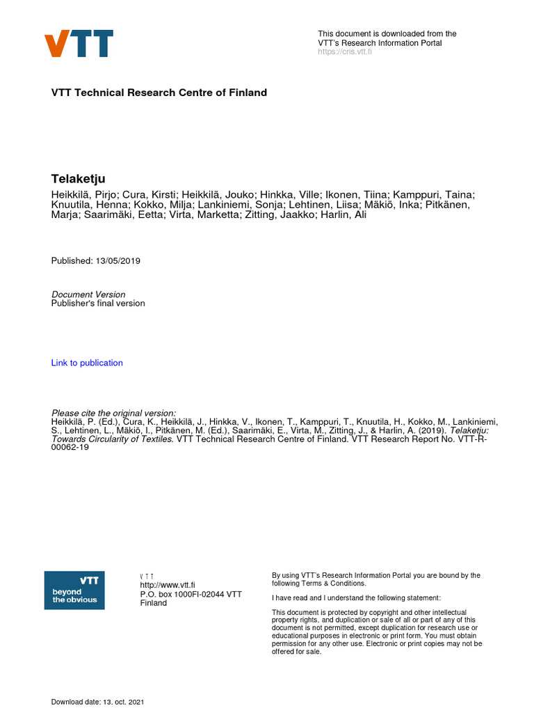 Telaketju Towards Circularity of Textiles PublicReport | PDF ...