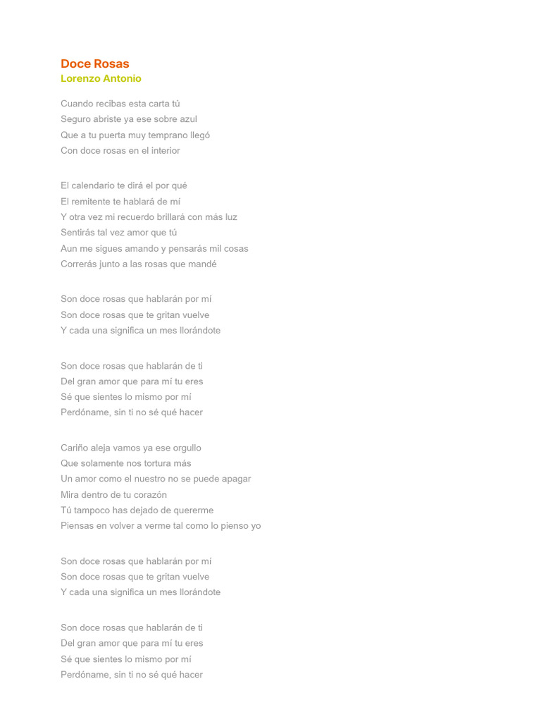 DOCE ROSAS - Lorenzo Antonio | PDF