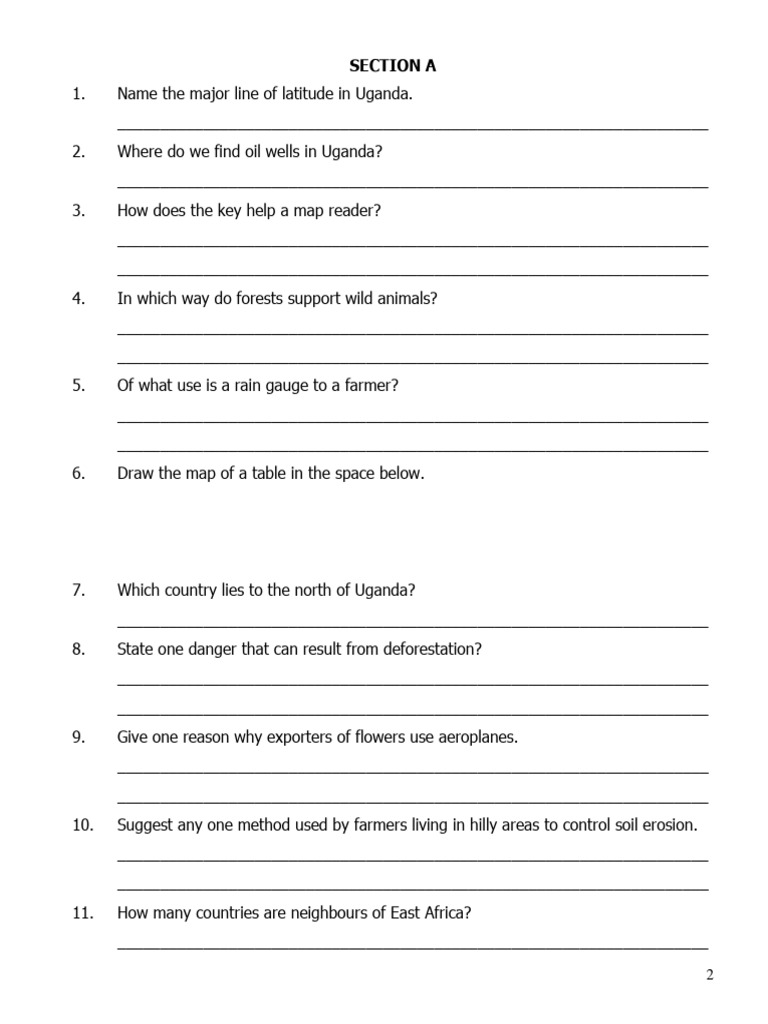 P6 Social Studies Exam Questions 2025 | PDF | Uganda | Lent