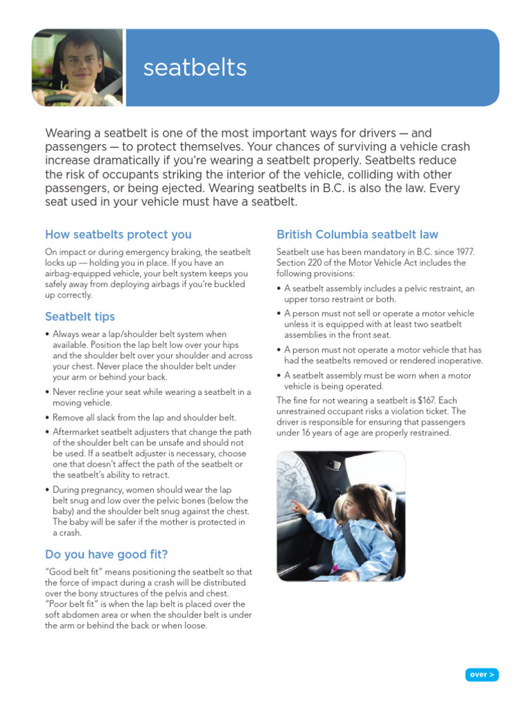 Seatbelt Fact Sheet | PDF | Seat Belt | Road Transport