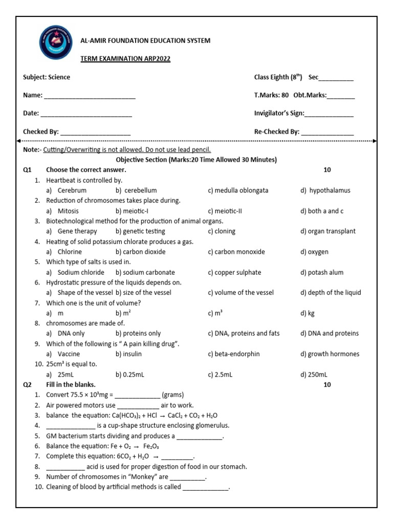 Science 8th-1 | PDF | Sodium Chloride | Biology