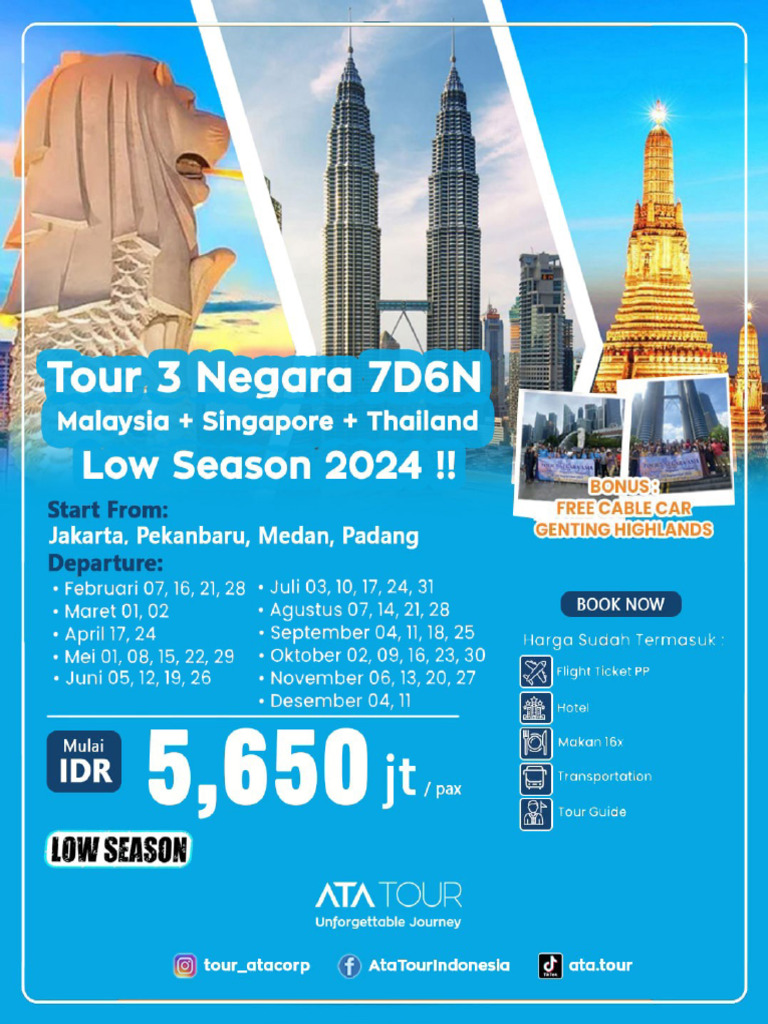 7d6n Singapore Malaysia Thailand - Ata Tour | PDF