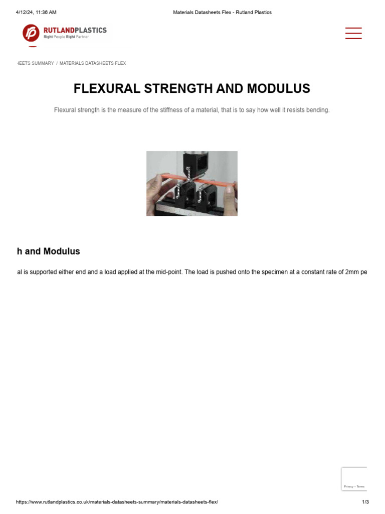Materials Datasheets Flex - Rutland Plastics | PDF | Young's Modulus ...
