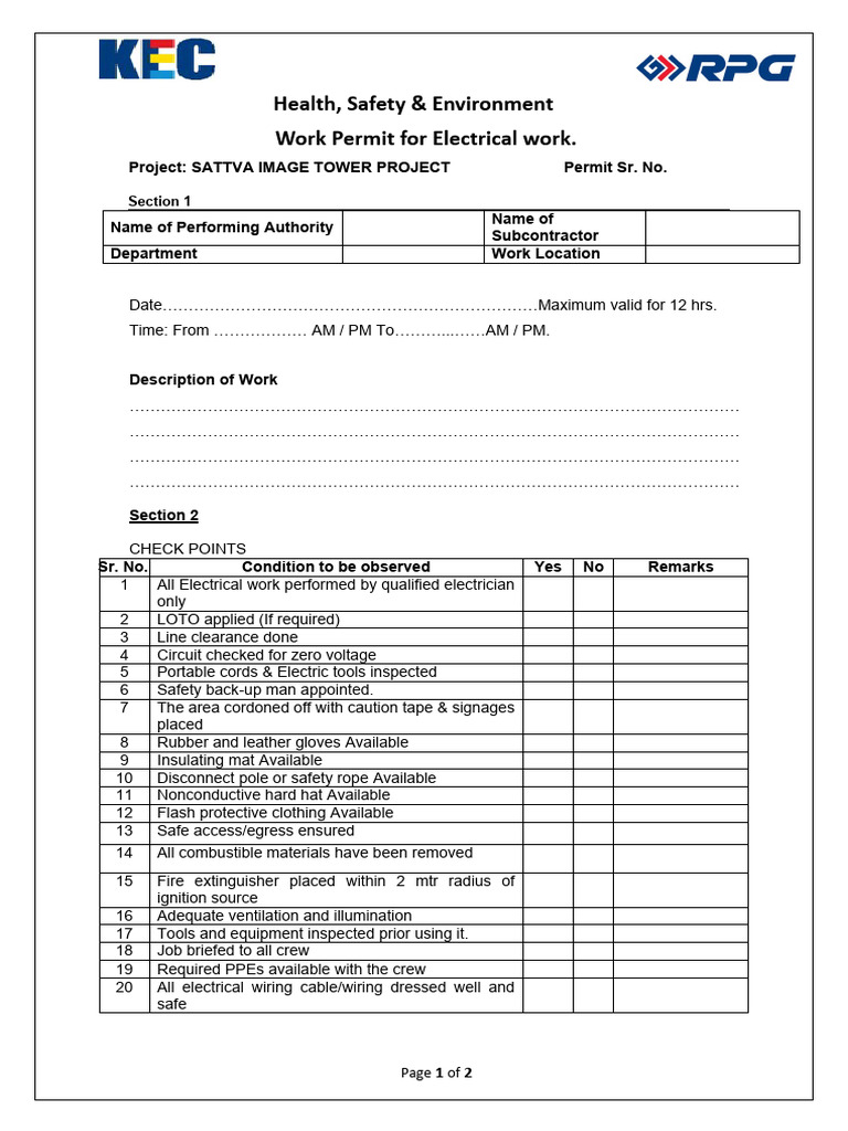 PTW Electrical Work. | PDF | Electric Power | Electrical Components