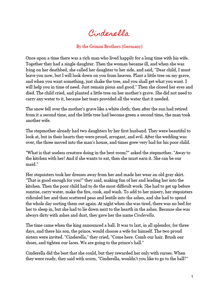 Cinderella - Grimm Brothers - 240403 - 185914 | PDF | Cinderella