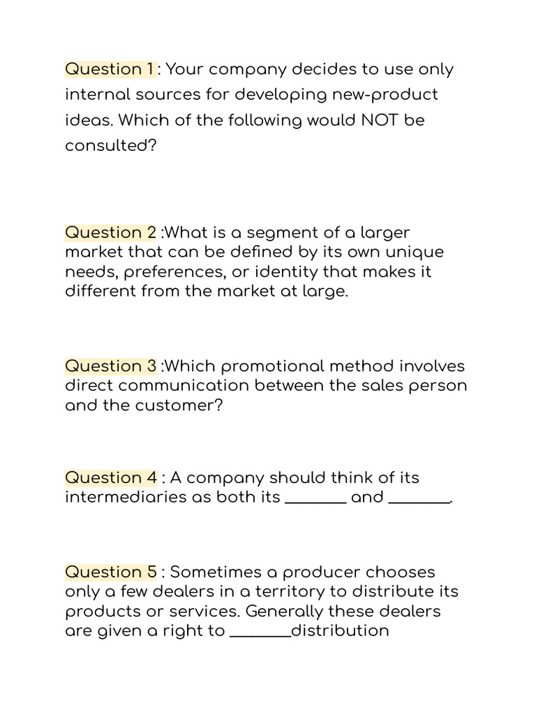 Quiz 4 Mkt101 Download Free Pdf Marketing Sales