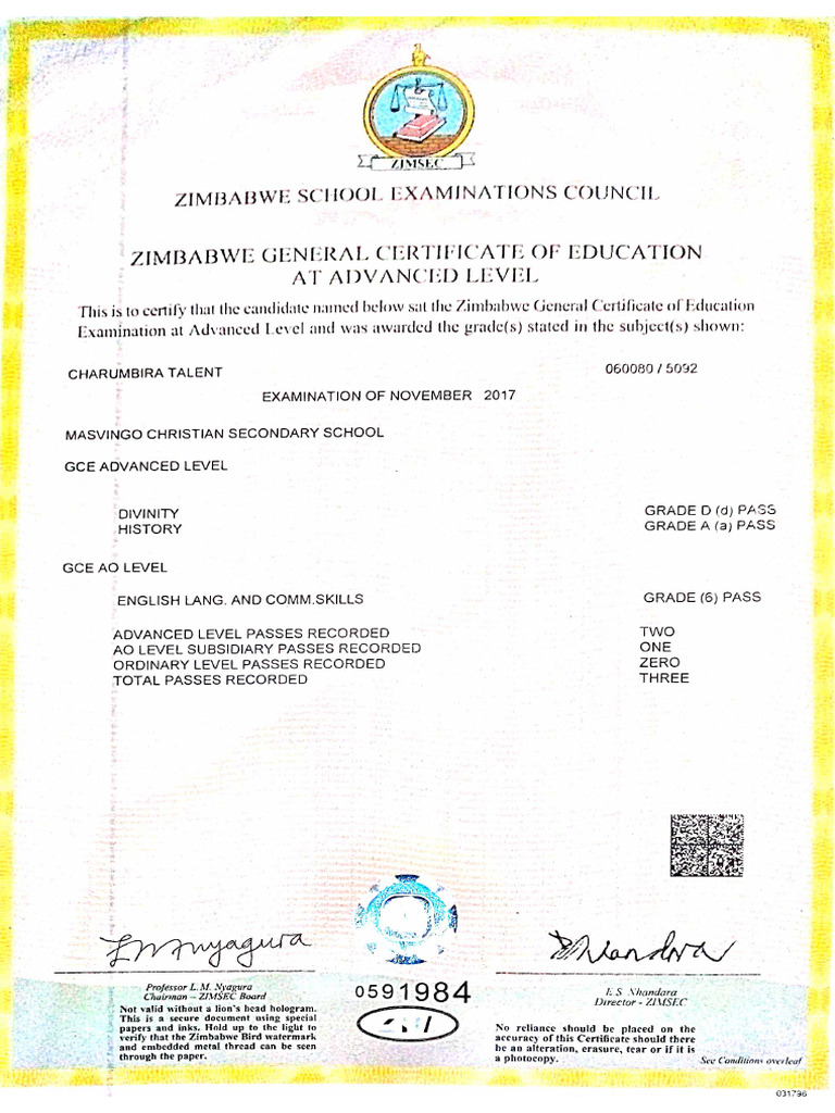 'O' and 'a' Level Certificates | PDF