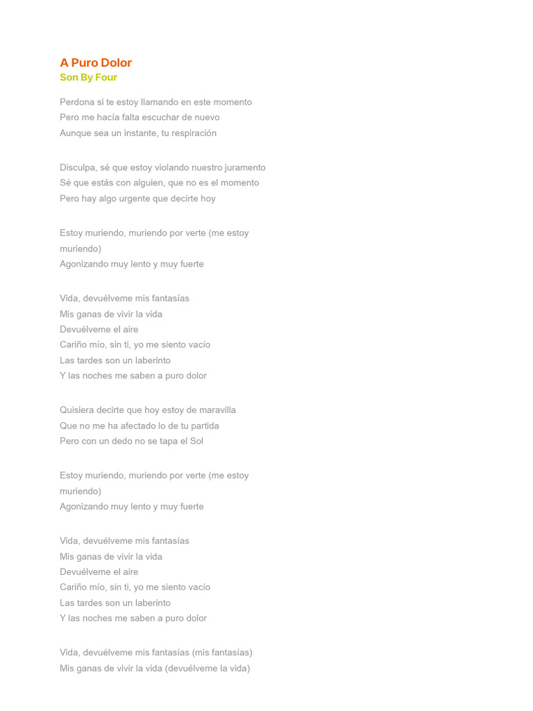 A PURO DOLOR - Son by Four | PDF