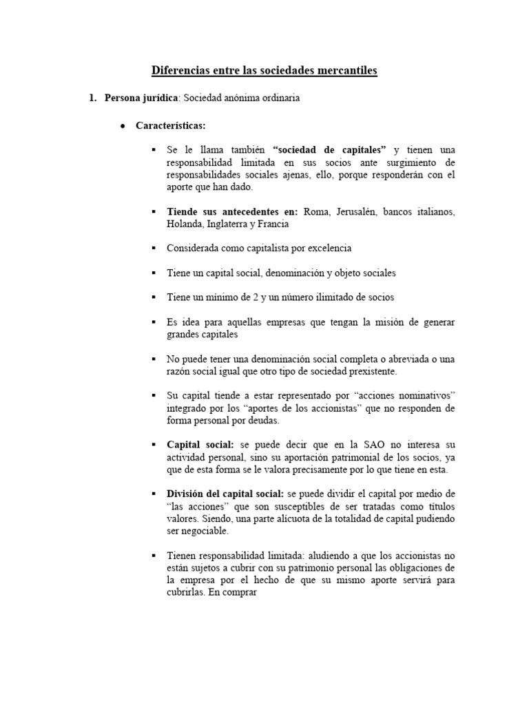 Diferencias Entre Las Sociedades Mercantiles | PDF | Business Diferencias Entre Las Sociedades Mercantiles | PDF | Business
