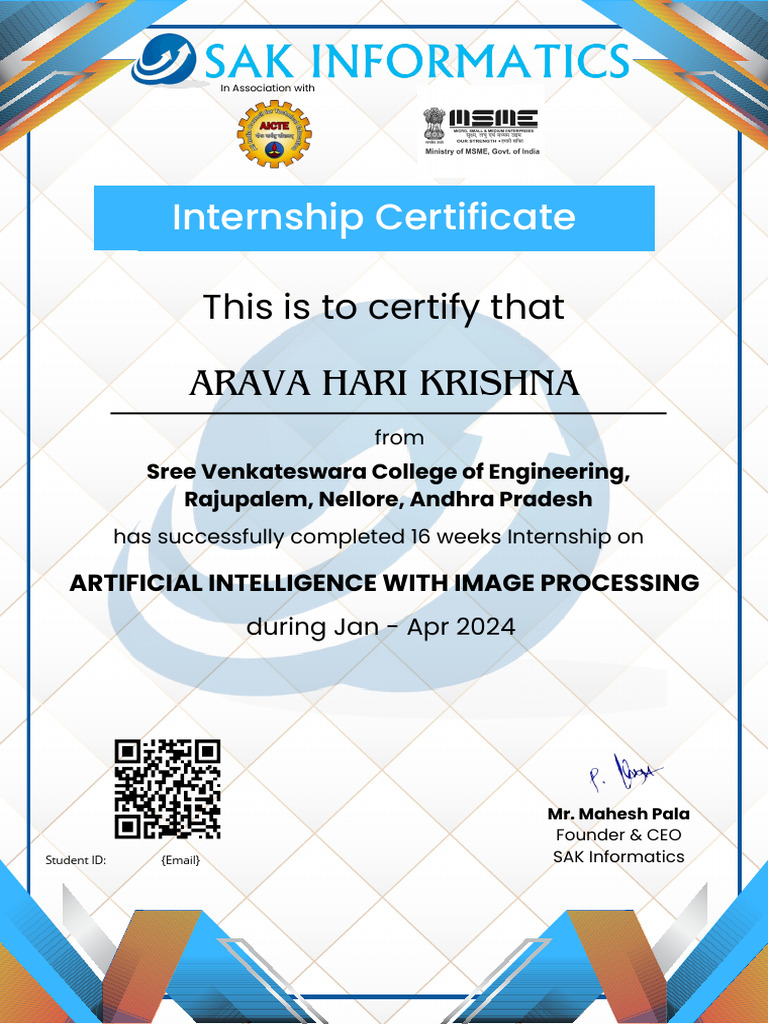 SVCN CSE AI With IP Internship | PDF | Learning | Cognitive Science