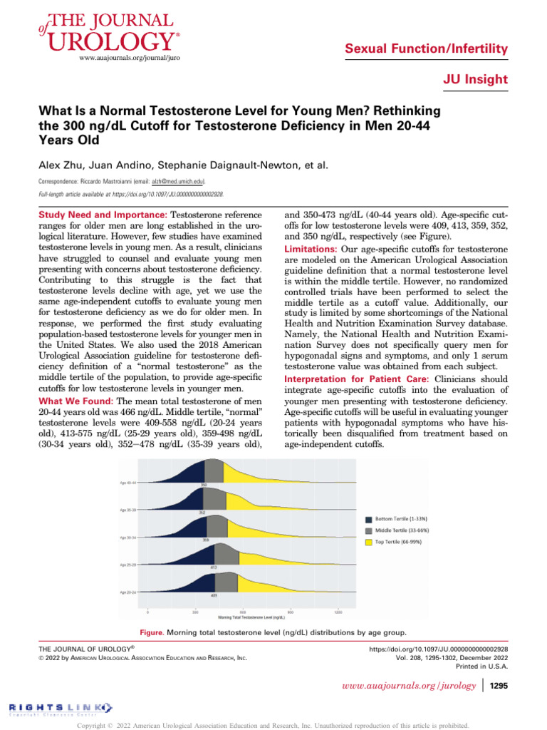 What Is a Normal Testosterone Level for Young Men Rethinking the 300 ...