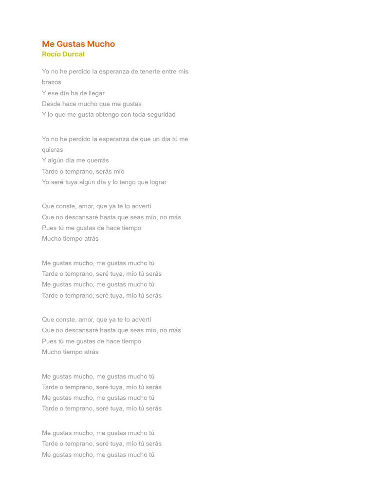 ME GUSTAS MUCHO - Rocío Durcal | PDF