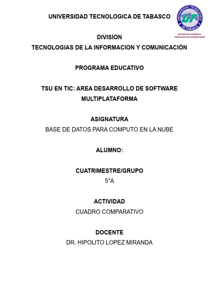 Tabla Comparativa | PDF | Bases de datos | Software de la aplicacion