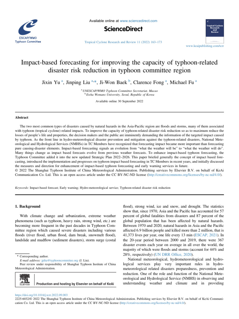Impact-Based Forecasting For Improving The Capacity of Typhoon-Related ...