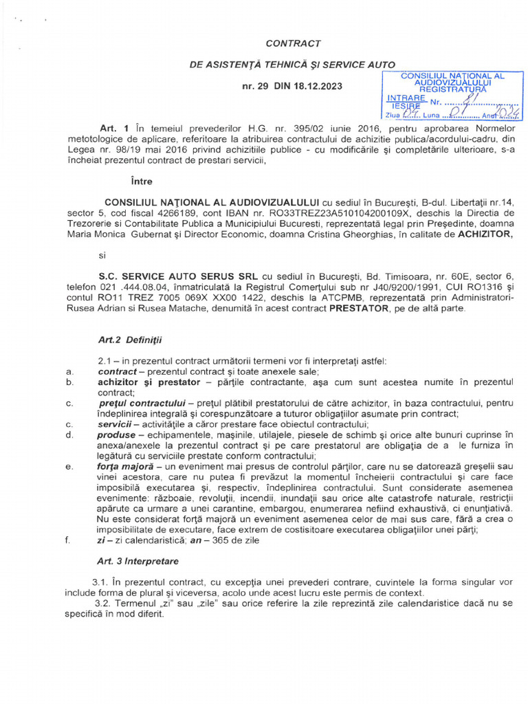 Contract de Service Auto 2024 | PDF