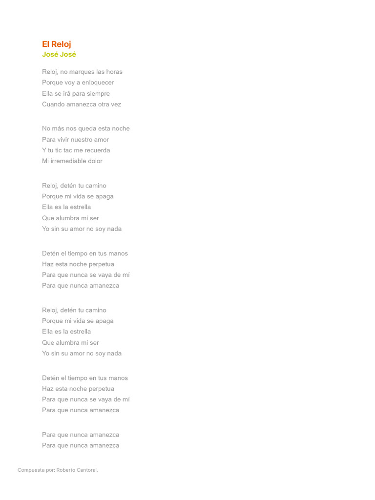 EL RELOJ - José José | PDF