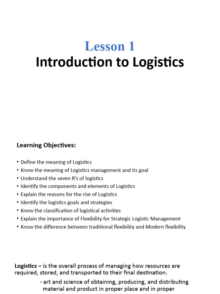 Lesson-1 | PDF | Logistics | Warehouse
