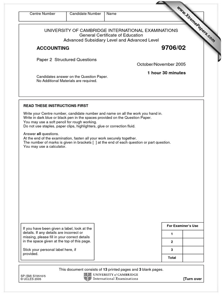 Cambridge AS Level Accounting Paper 2 | PDF | Debt | Dividend