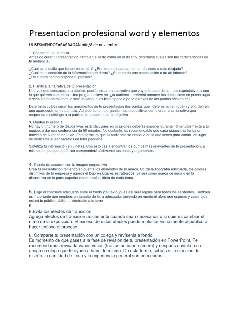 Presentacion Profesional Word | PDF