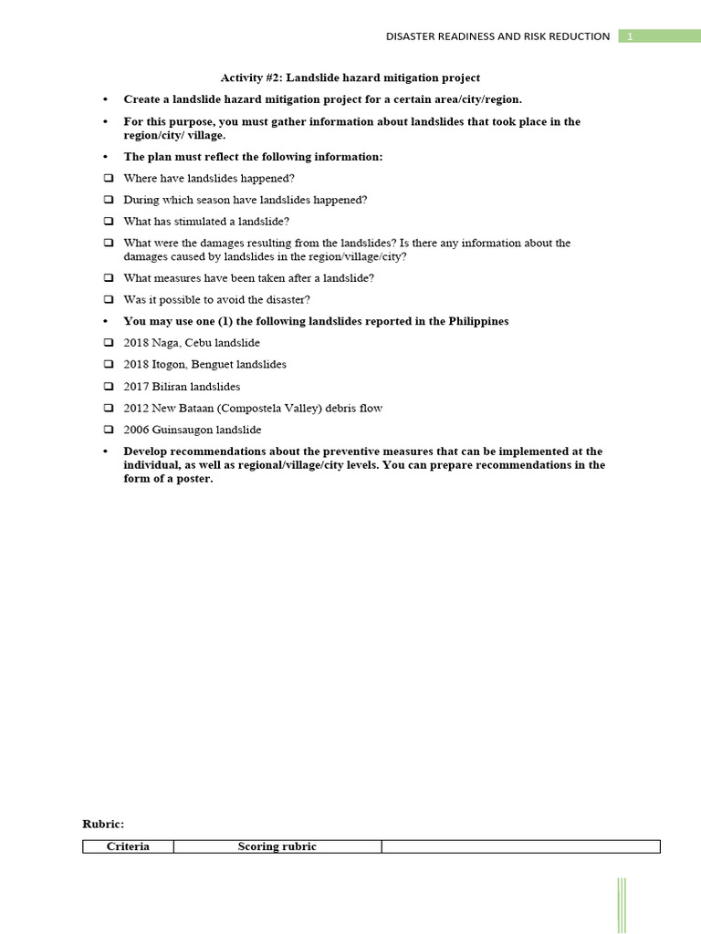 Landslide Mitigation Project Guide | PDF | Landslide | Disaster Risk ...