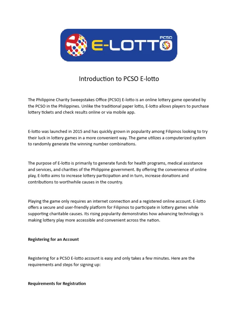PCSO E Lotto | PDF | Lottery | Debit Card