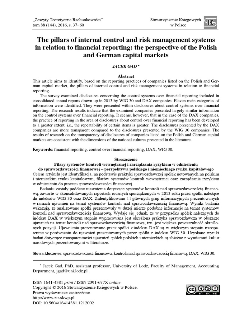 Internal Control and Risk Management Systems | PDF