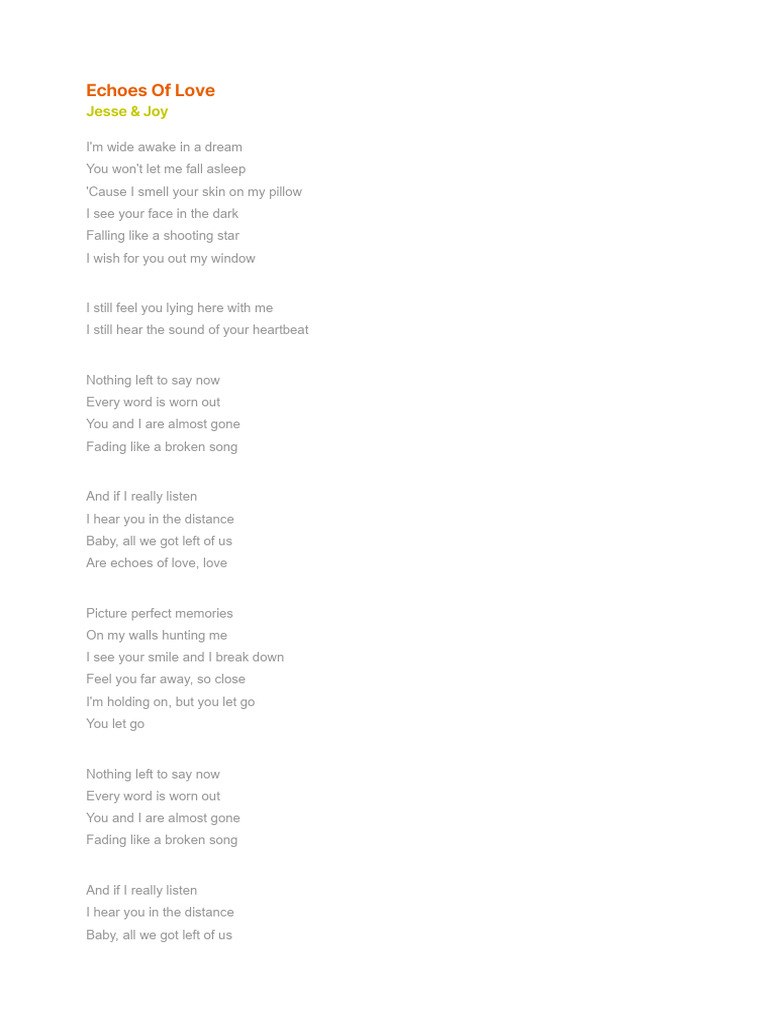 ECHOES OF LOVE - Jesse & Joy | PDF