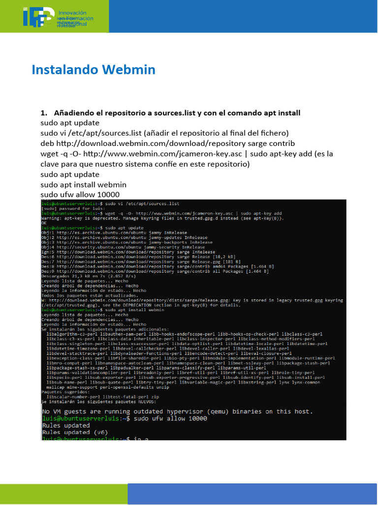 Instalar Webmin | PDF