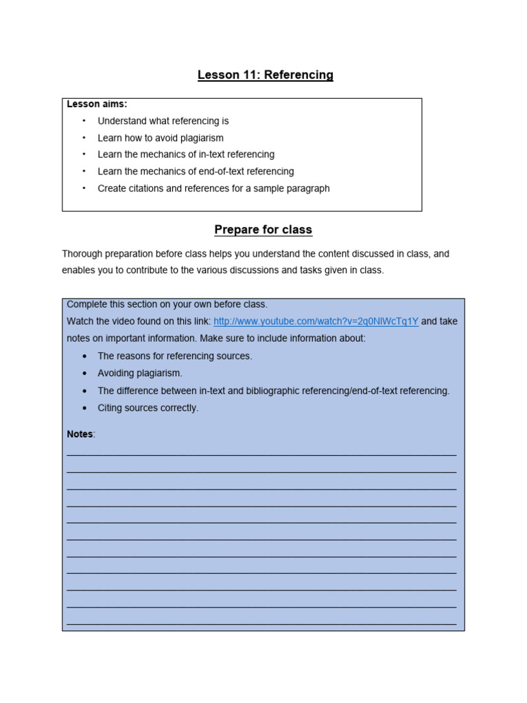 Lesson 11- Referencing | PDF | Plagiarism | Citation