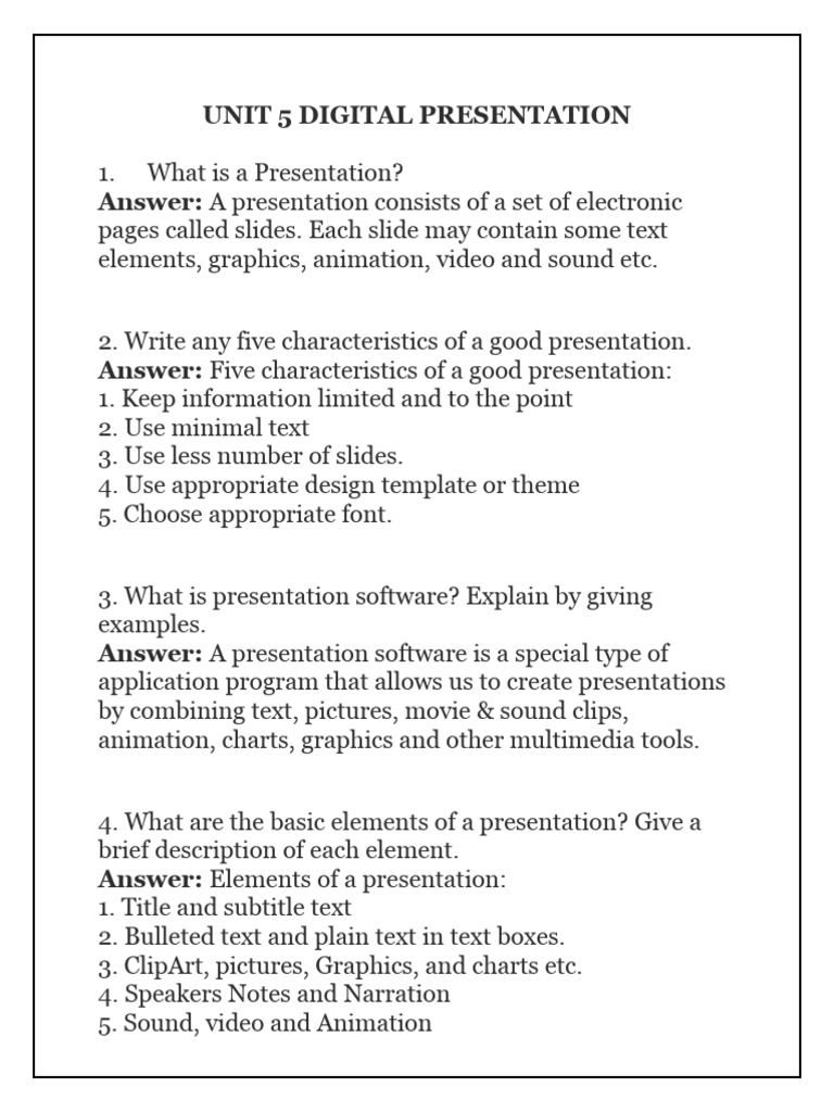 Unit 5 Digital Presentation | PDF | Microsoft Power Point | Multimedia