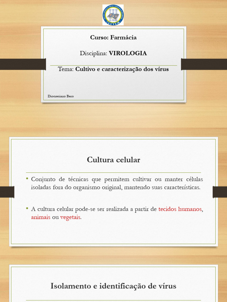 Cultivo e Isolamento de Vírus | PDF | Vírus | Cultura de células