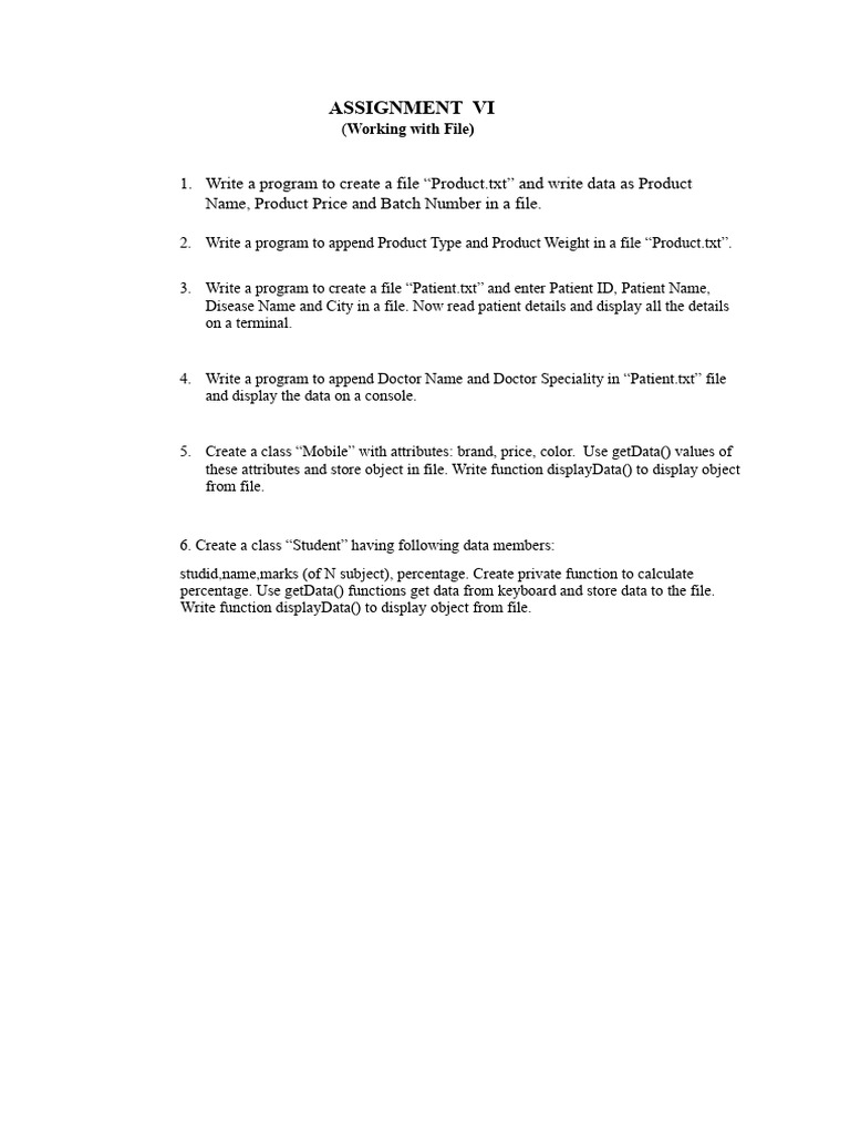 File Handling Programming Tasks | PDF