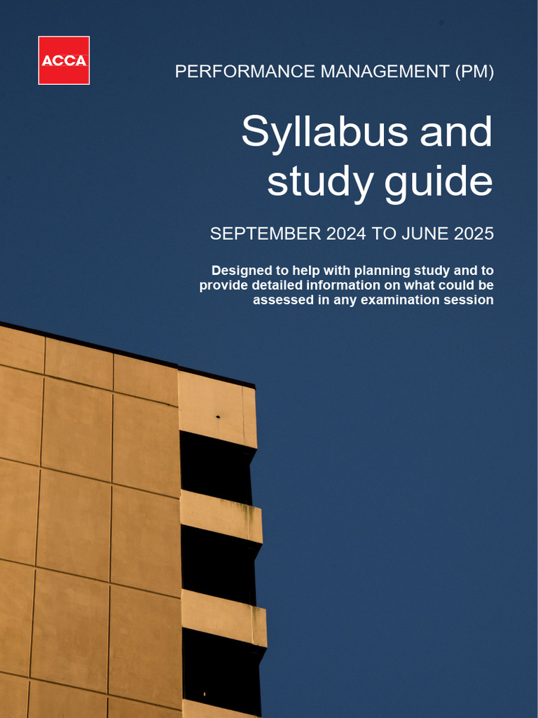 ACCA Performance Management Syllabus 2024-2025 | PDF | Management ...