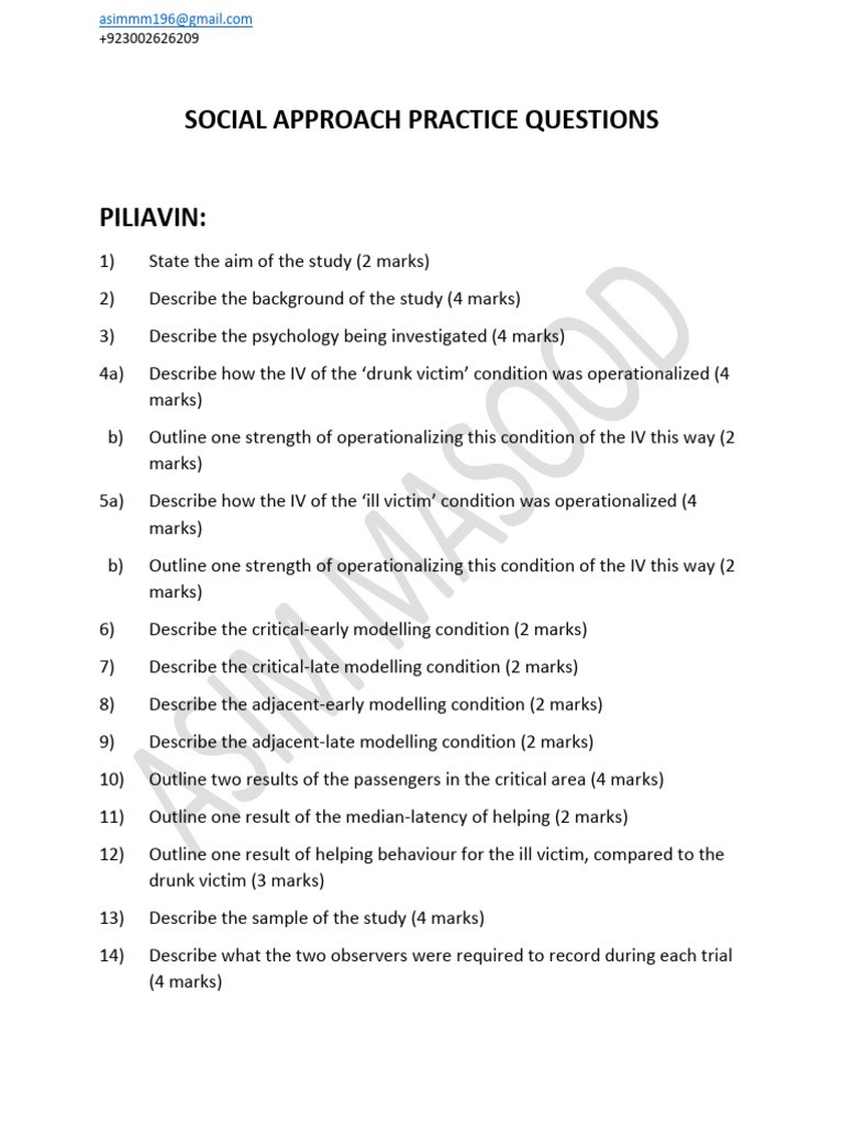 Social Approach Qs | PDF | Obedience (Human Behavior) | Experiment