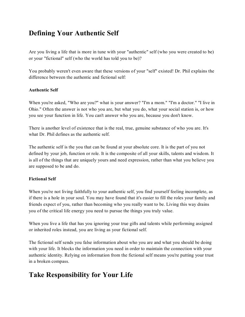 Defining Your Authentic Self | PDF | Self Control | Self-Management