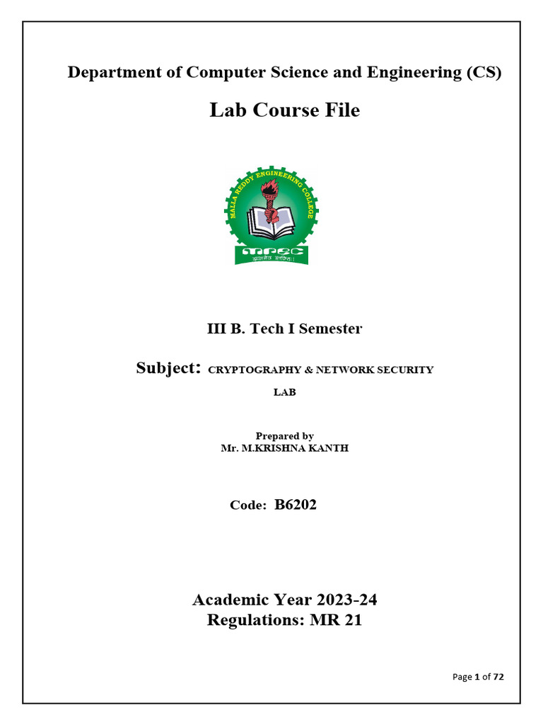 CNS Labmanual 2024 | PDF | Cryptography | Public Key Cryptography