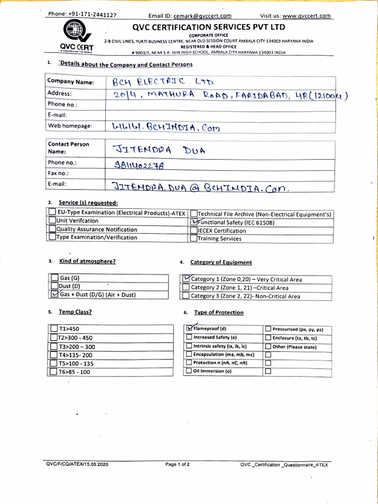 Bch Filled Form | PDF