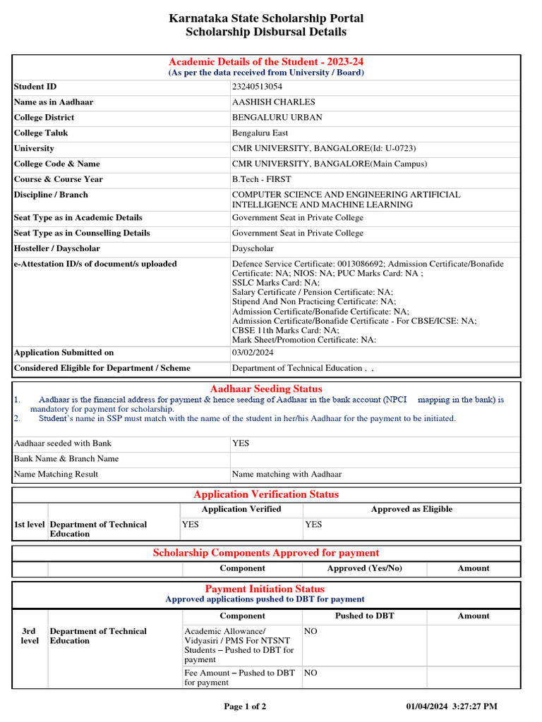 Student Status | PDF | Bangalore