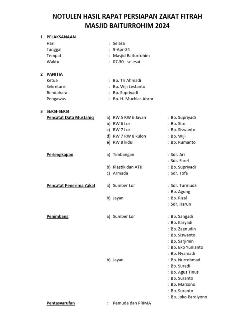 Panitia Zakat 2024 | PDF