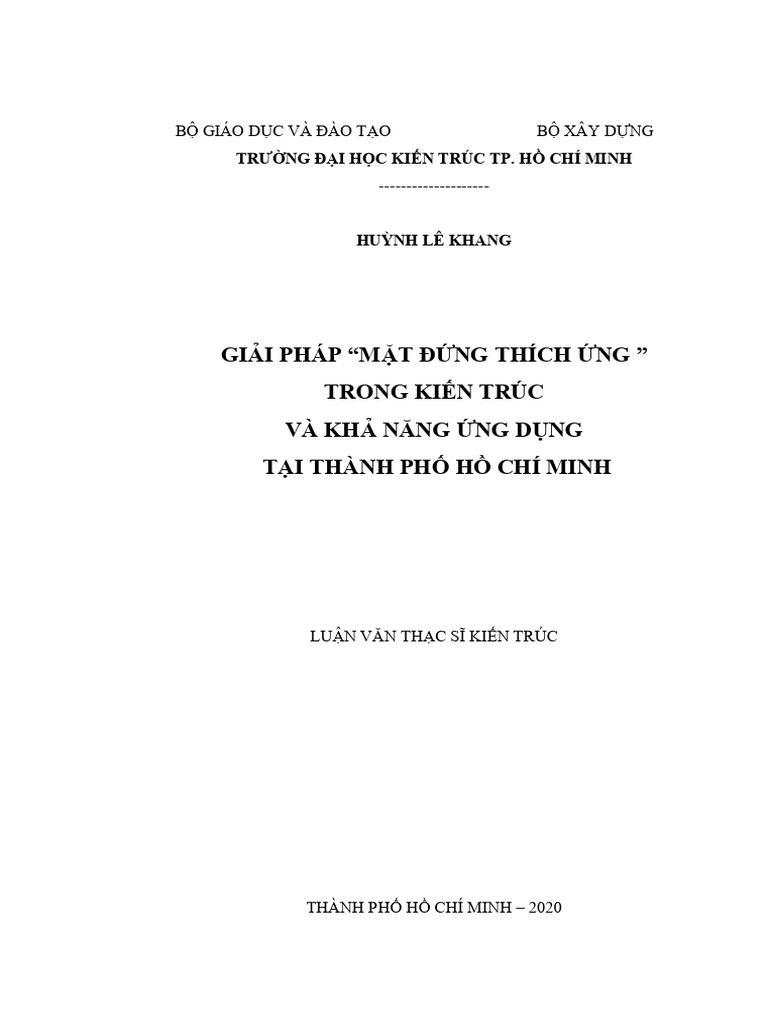 Gi I Pháp "M T NG Thích NG " Trong Ki N Trúc Và KH N NG NG D NG T I Thành PH H Chí Minh | PDF