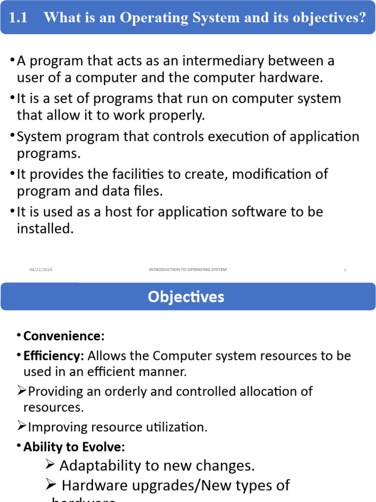 CH One Introduction | PDF | Operating System | Computer Data Storage